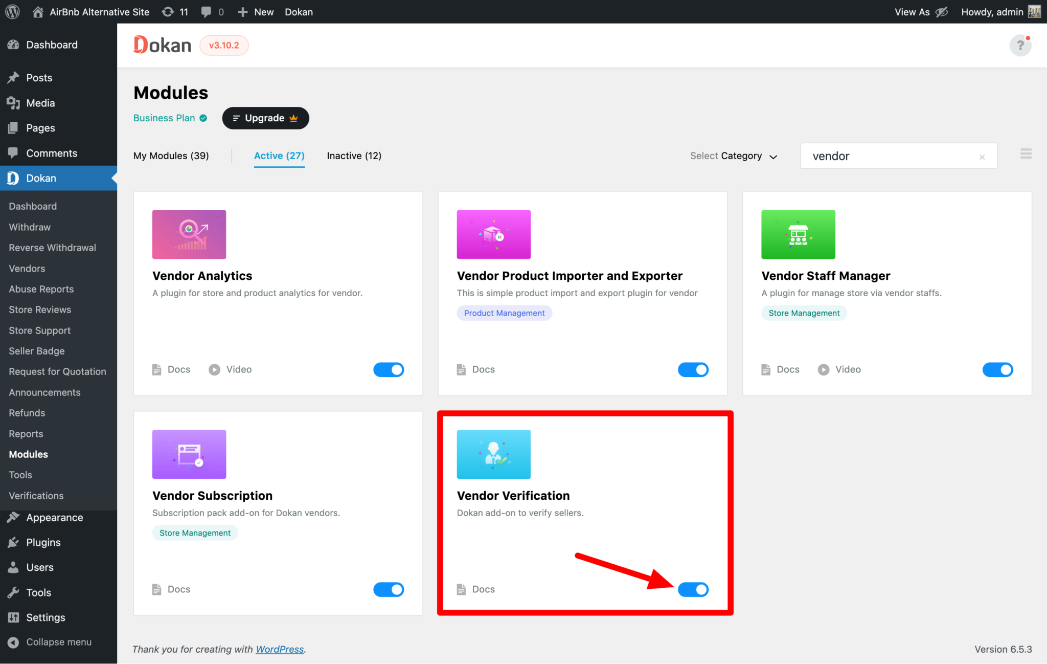 Dokan Vendor Verification - Admin Settings - Dokan