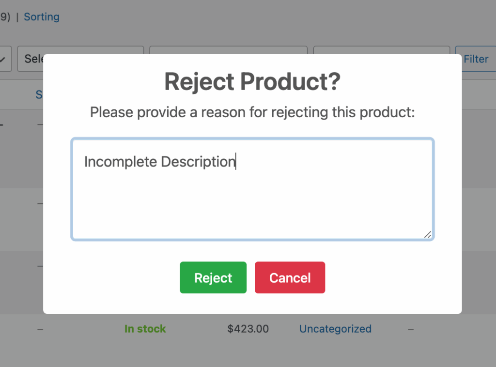 Pending Product Rejection - Dokan