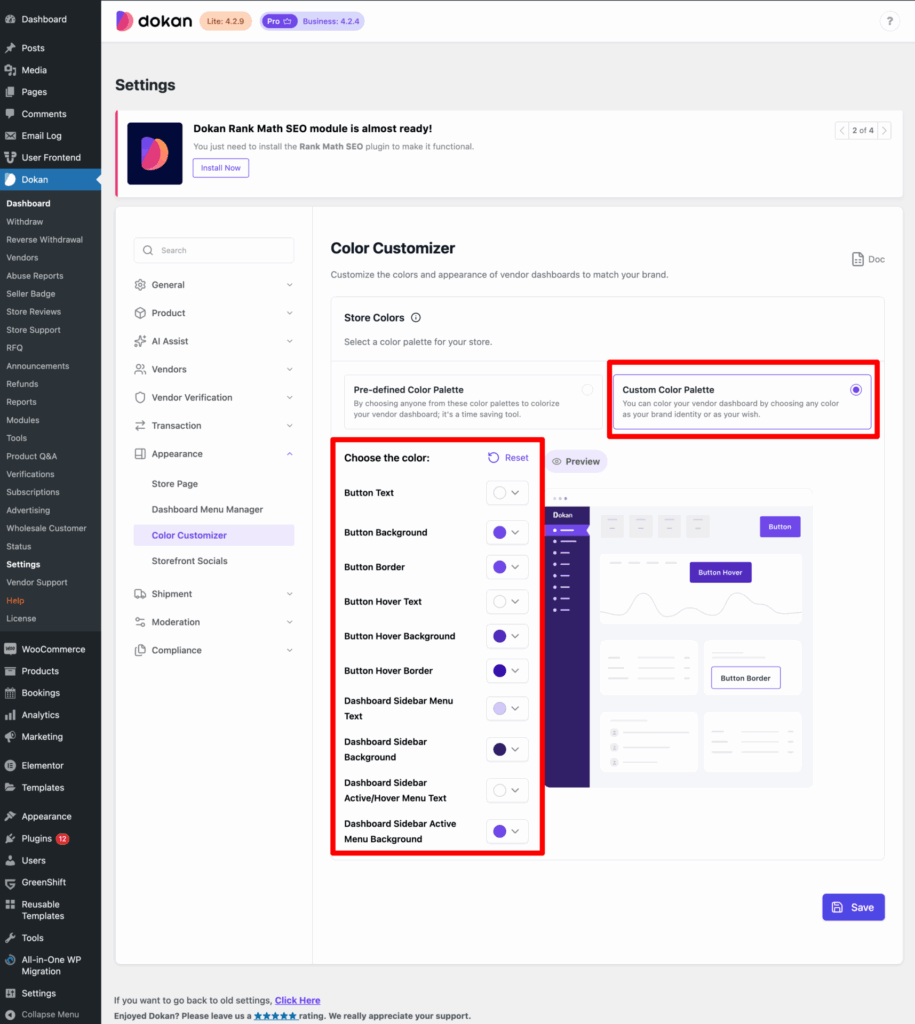 Dokan Multivendor Color Scheme Customizer Doc - How To Install & Use