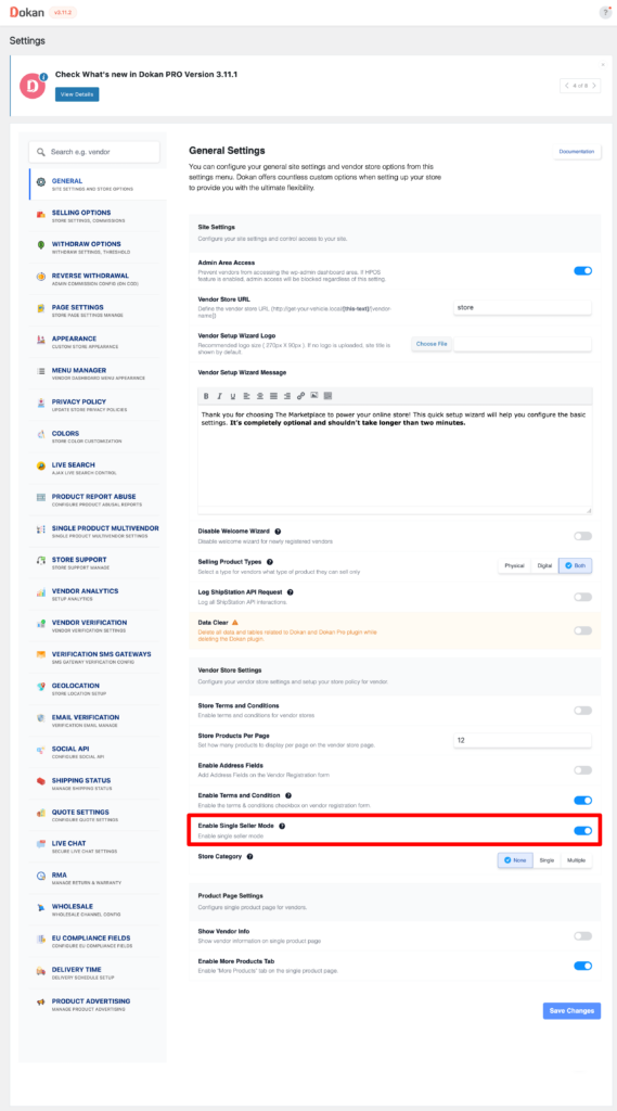 Enabling Single Seller Mode - Dokan