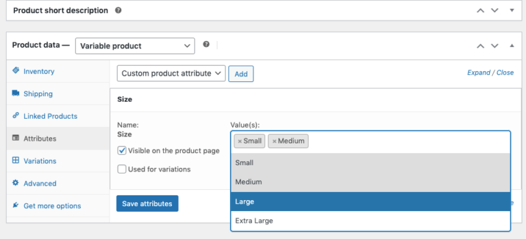 How to Add Sizes to WooCommerce Products - Dokan